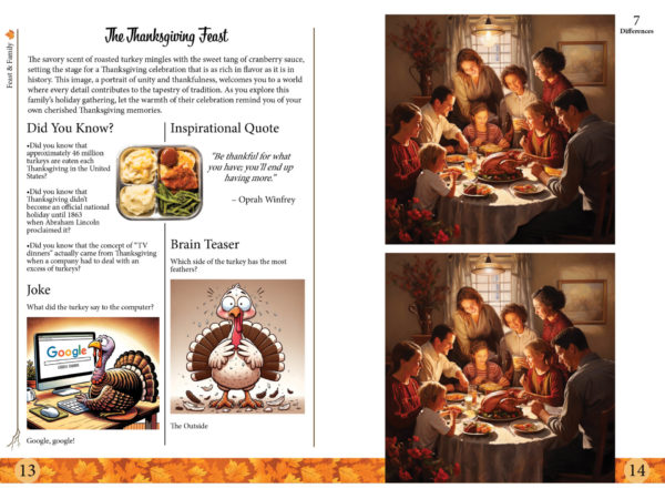 Spot the Difference Thanksgiving Picture Puzzles
